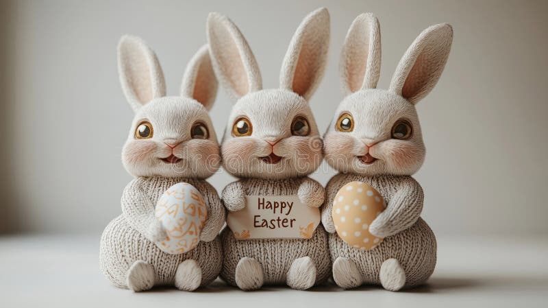 Charming Bunnies Celebrate Easter with Colorful Eggs and Joy Stock ...