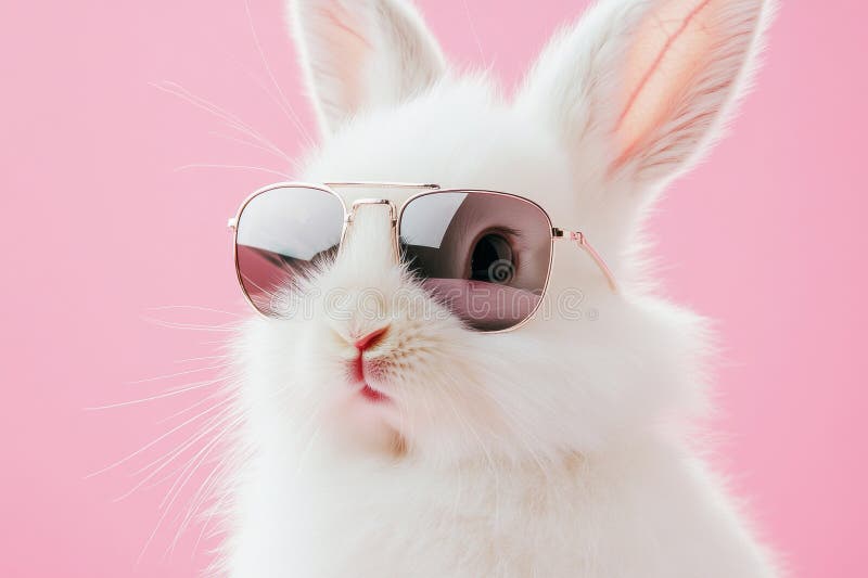 Charming Bunny with a Chic Pair of Glasses on a Pink Backdrop Stock ...