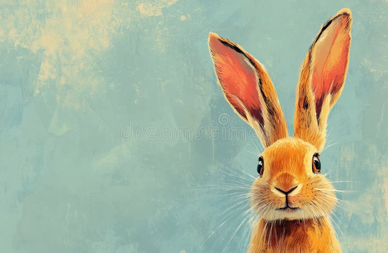Charming Bunny with Large Ears on Textured Background, Capturing the ...