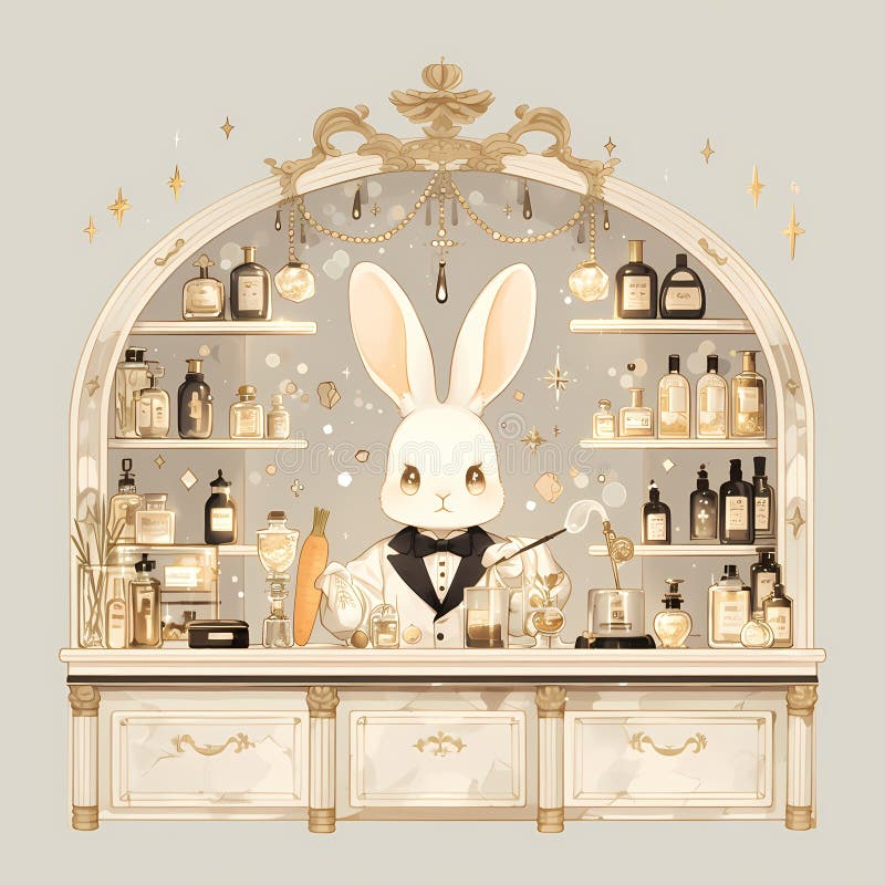 Charming Bunny Perfumer at Work Stock Illustration - Illustration of ...