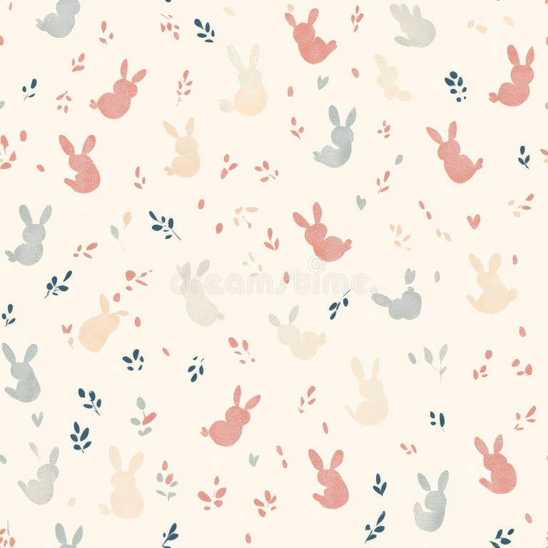 A Charming Bunny Trail Pattern with Tiny Bunny Footprints Scattered on a Pastel Background Stock ...