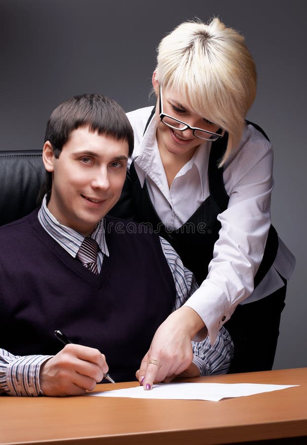 Charming the Businessman with the Colleague Stock Photo - Image of ...