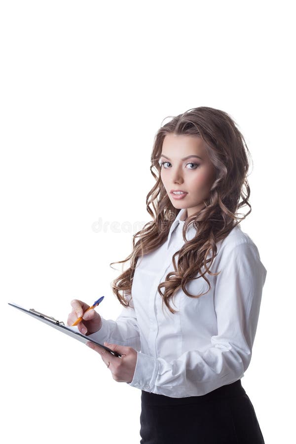 Charming Busy Young Woman Posing at Camera Stock Image - Image of ...