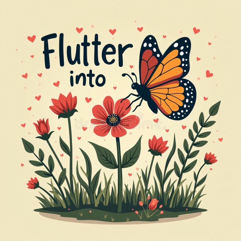 Charming Butterfly Landing on Flower T-Shirt Design - Flutter into ...