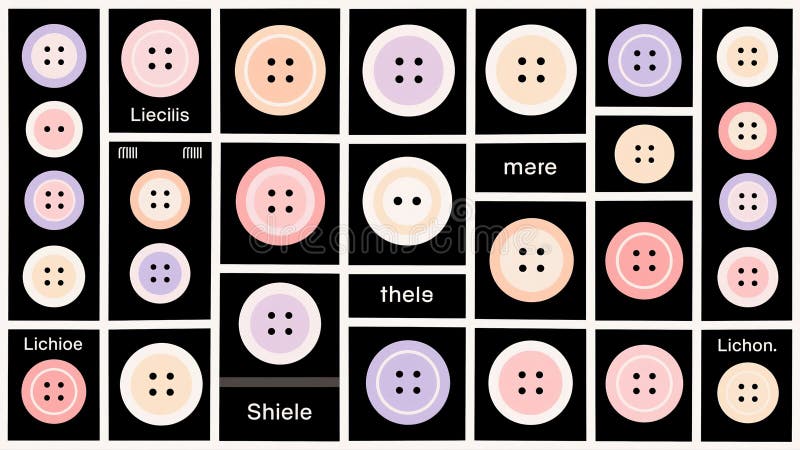 Charming Button Compilation: Pastel Palette in Grid Format, Ideal for ...