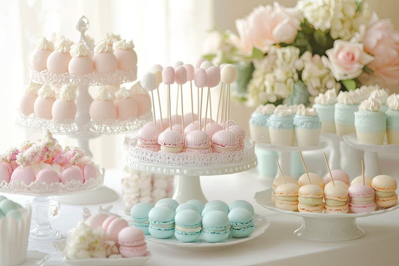 A Charming Candy Bar Setup with Pastel-colored Sweet High Quality ...