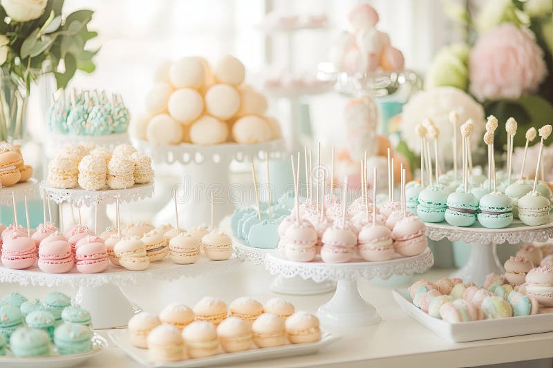 A Charming Candy Bar Setup with Pastel-colored Sweets High Quality ...