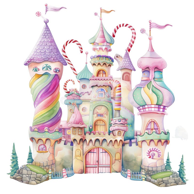 Charming Candy Castle with Twisted Columns and Sweet Decorations in a ...