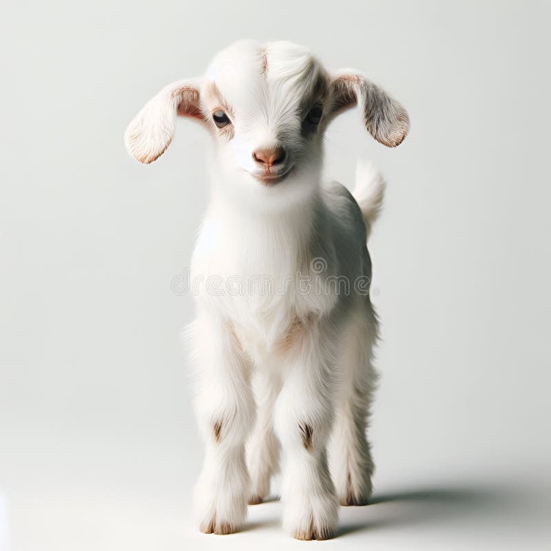 Charming Caprine: Cute White Goat, Isolated Image, Generative AI. Stock ...