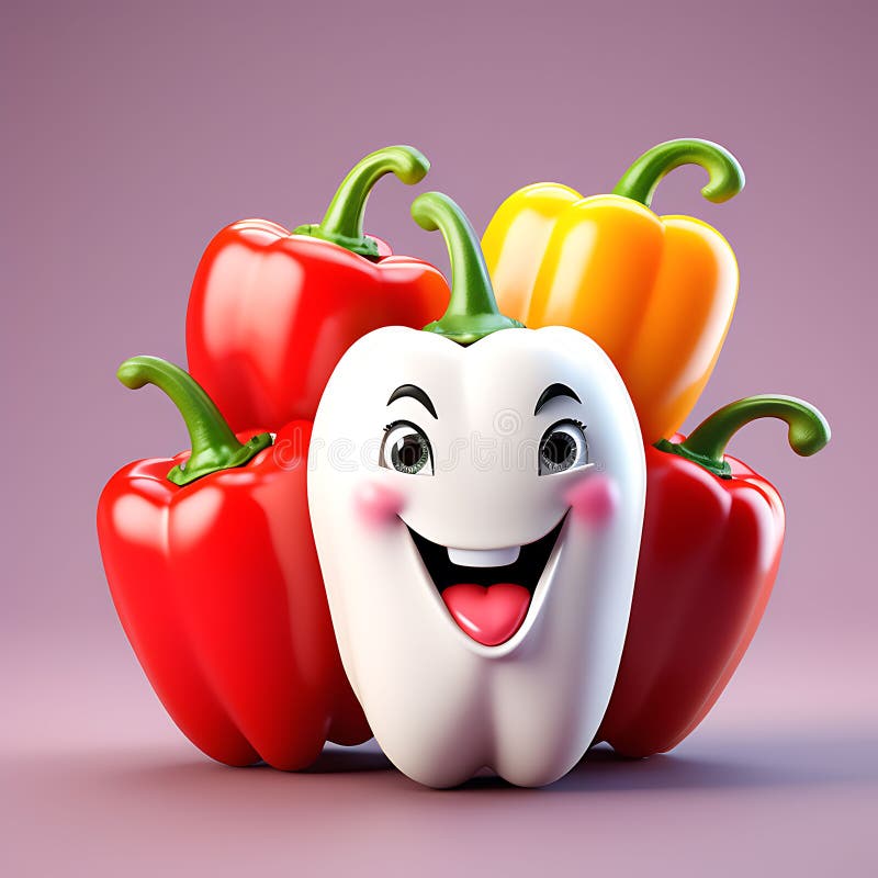 Charming Capsicum: 3D Render of a Cute Capsicum Isolated Against a ...