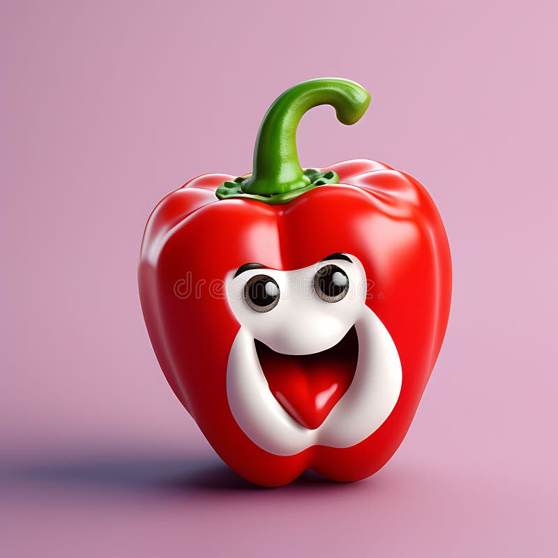 Charming Capsicum: 3D Render of a Cute Capsicum Isolated Against a ...