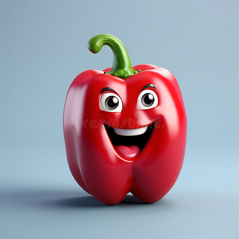 Charming Capsicum: 3D Render of a Cute Capsicum Isolated Against a ...