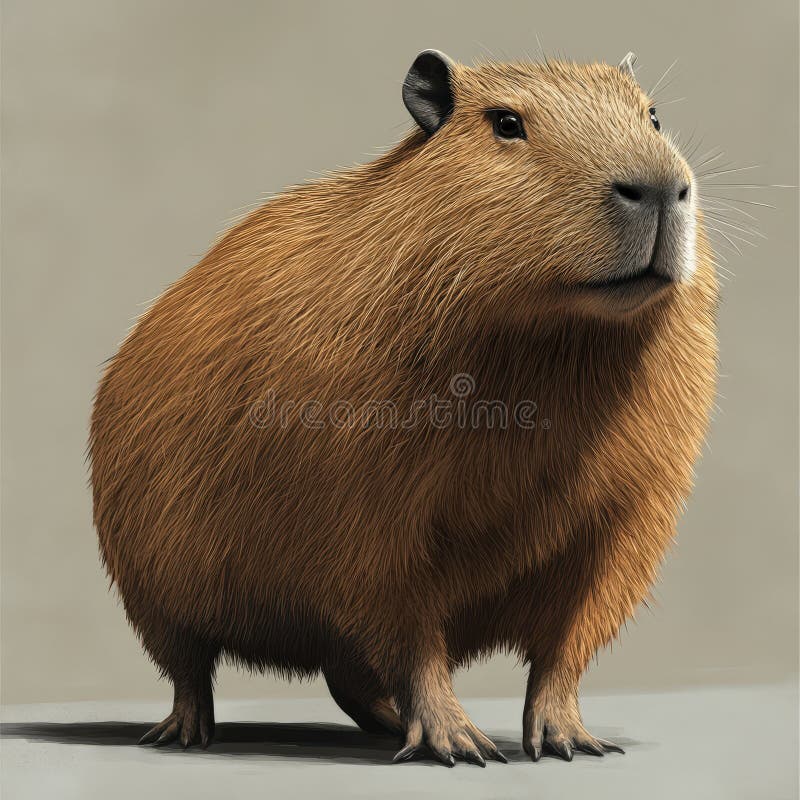 A Charming Capybara with Soft, Fluffy Fur Poses Gracefully, Showcasing ...