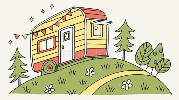 Charming Caravan on Wheels, Mobile Tiny House, Vector Design Generative ...