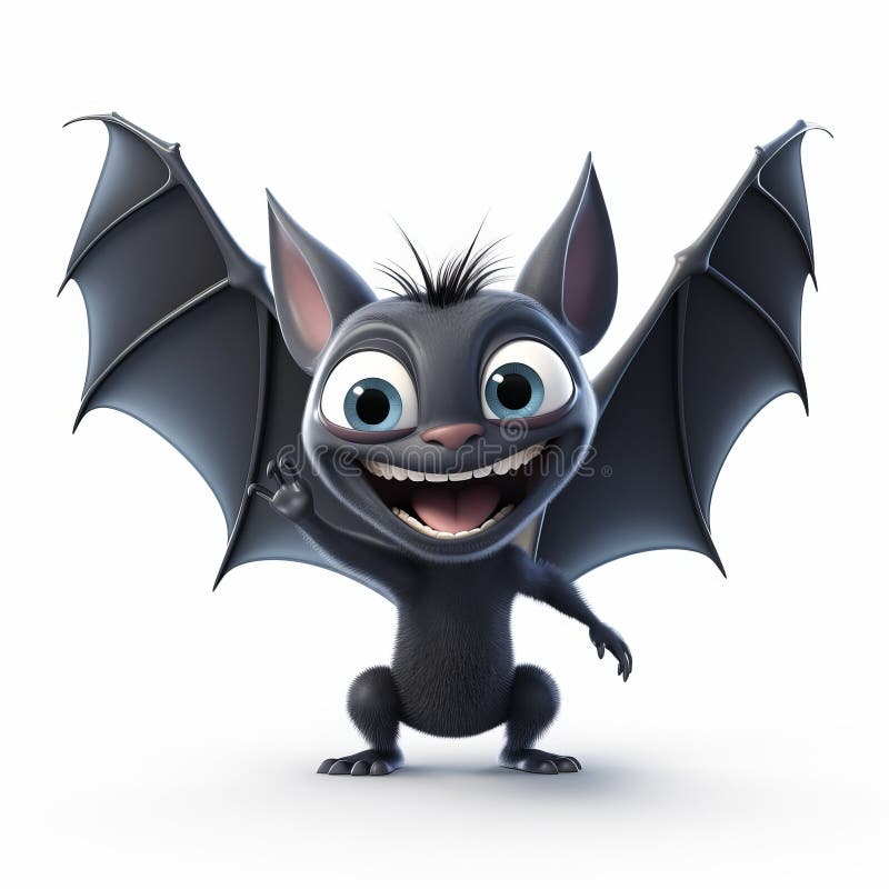 Charming Cartoon Bat: Playful and Whimsical 3d Pixar Character Stock ...