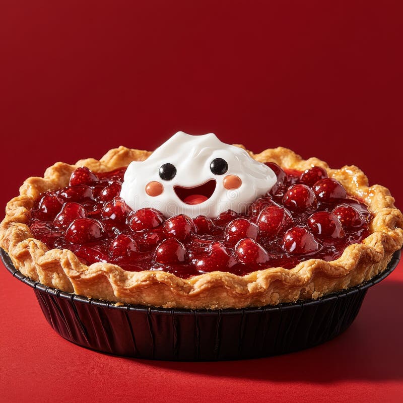 Charming Cartoon Cheerful Dancing Cherry Pie Character Featuring Large ...