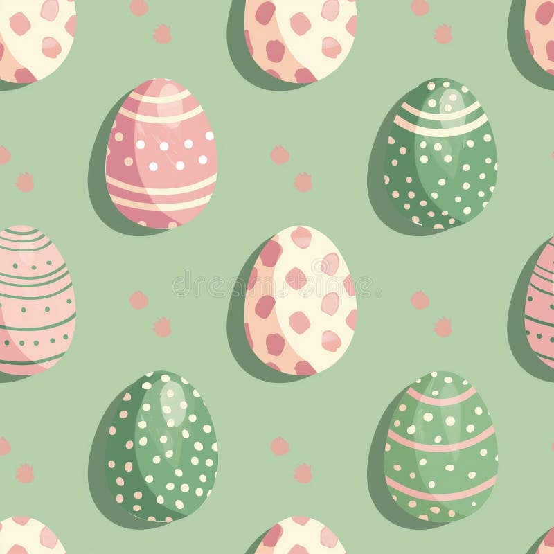Charming Cartoon Easter Egg Pattern in Pastel Green and Pink Shades ...