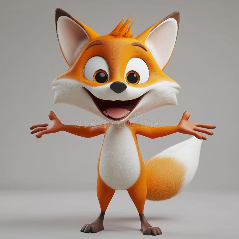 Friendly Cartoon Fox with Playful Poses for Animation Stock ...