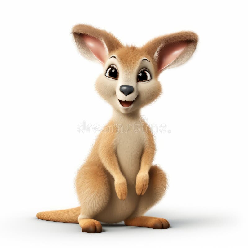 Charming Cartoon Kangaroo Illustration on White Background Stock ...