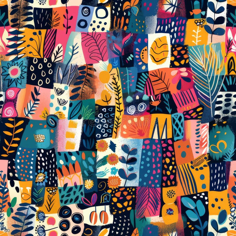 Charming Cartoon Layout Featuring a Vibrant Hand-drawn Pattern. Stock ...