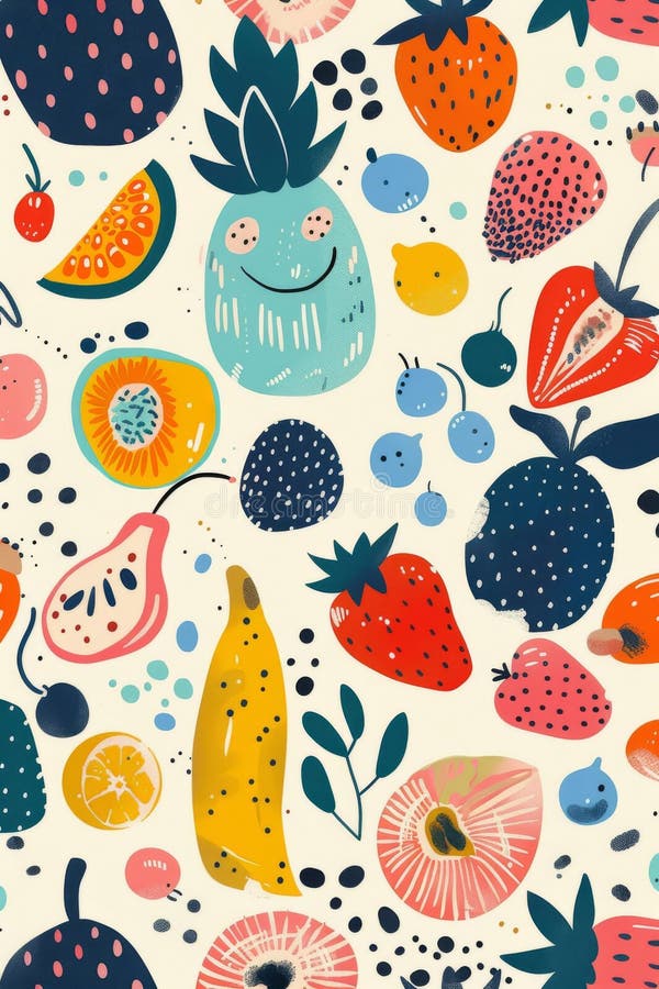 Charming Cartoon Layout Pattern with Hand-drawn Details. Stock ...