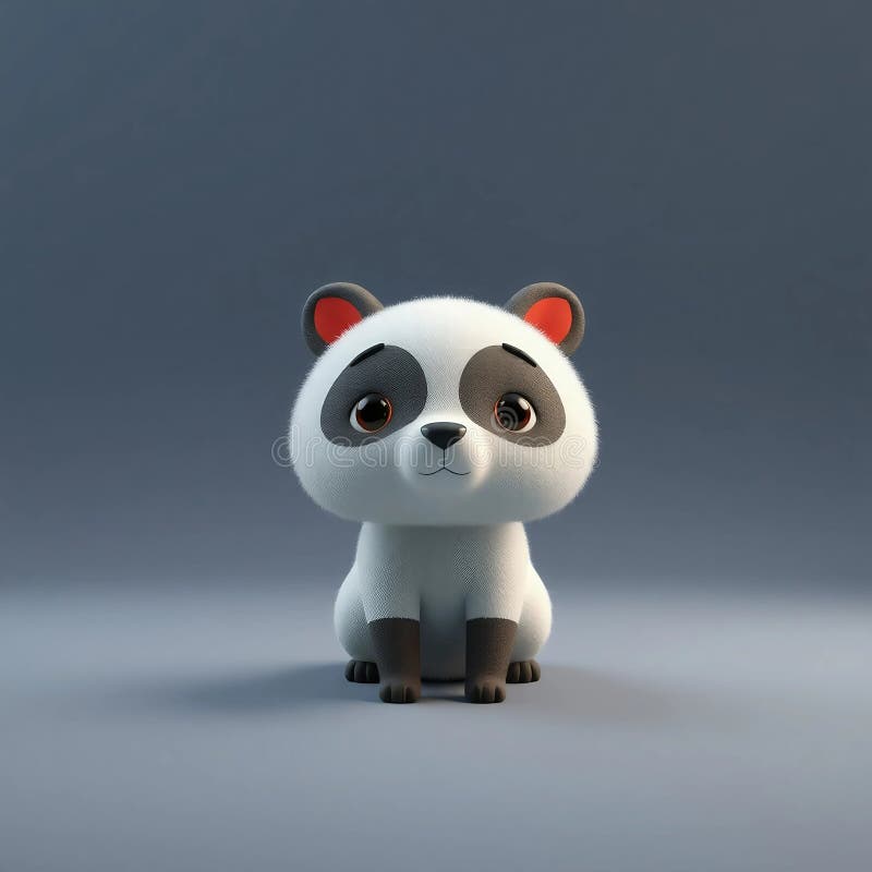 A Charming Cartoon Panda with Large Eyes and a Gentle Expression ...