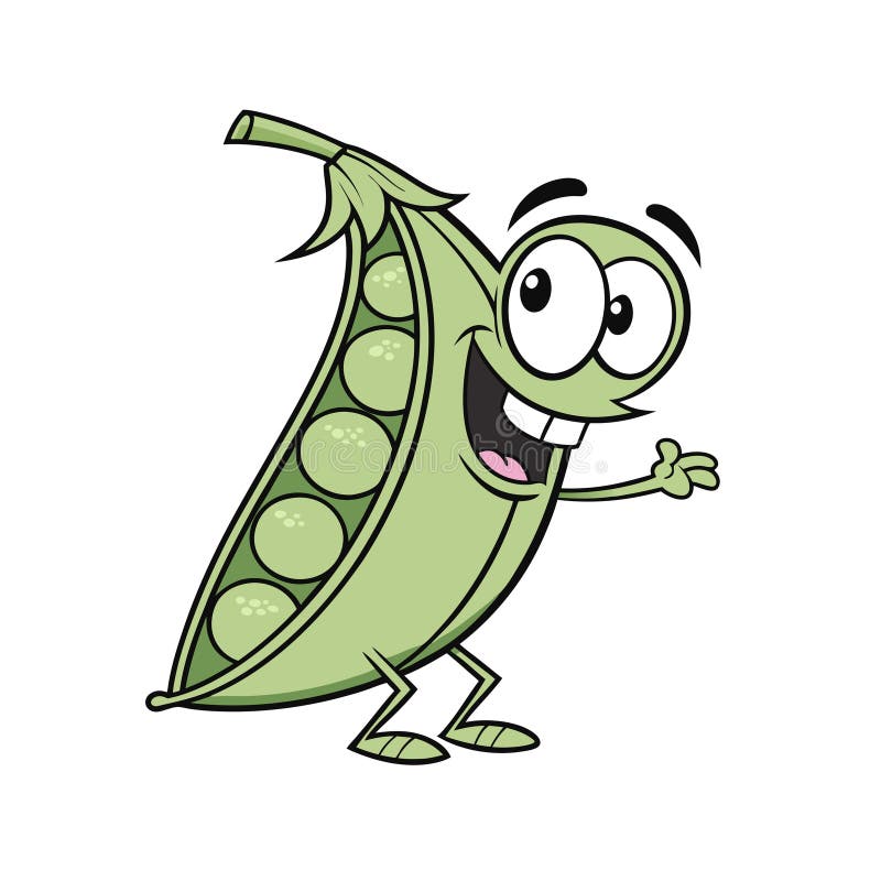 Charming Cartoon Snow Pea Character Stock Vector - Illustration of ...