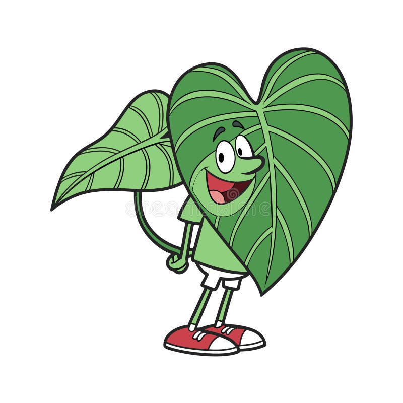 Charming Cartoon Taro Leaf Character Stock Vector - Illustration of ...