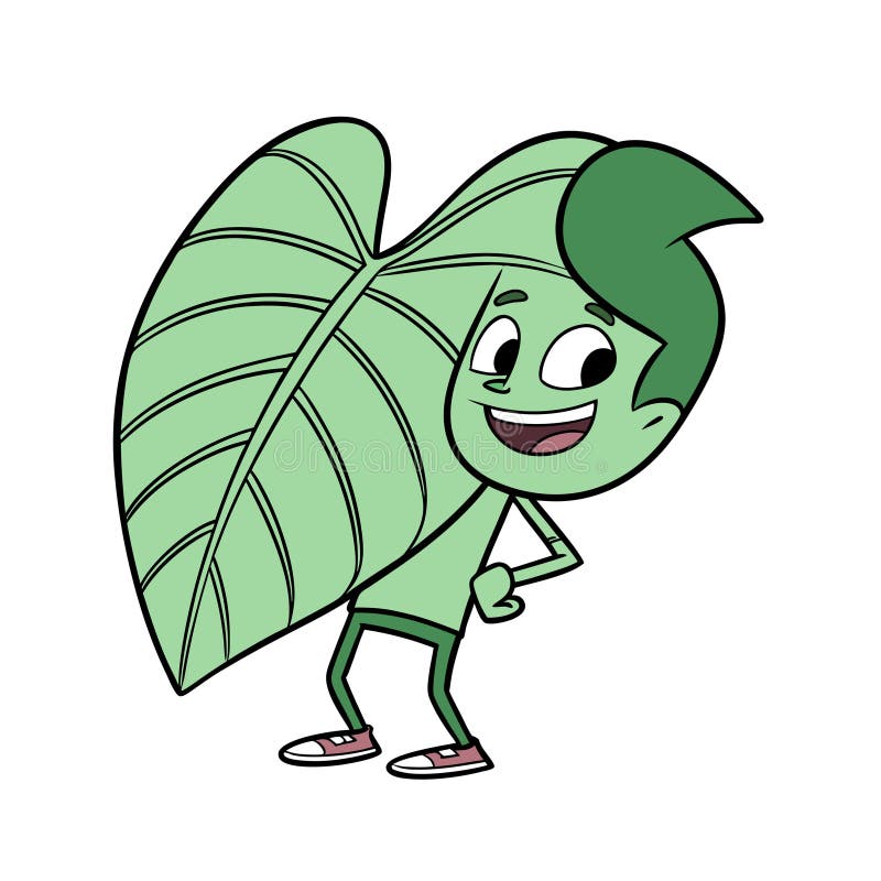 Charming Cartoon Taro Leaf Character Stock Vector - Illustration of ...