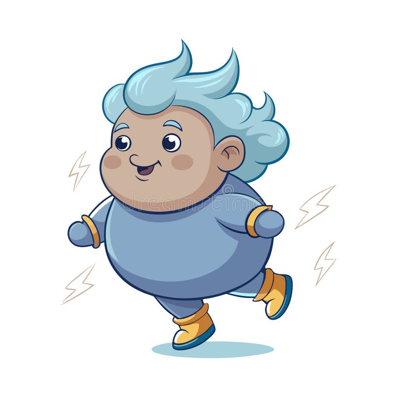 Cartoon Thunder God Character Running with Lightning Bolts Isolated on ...