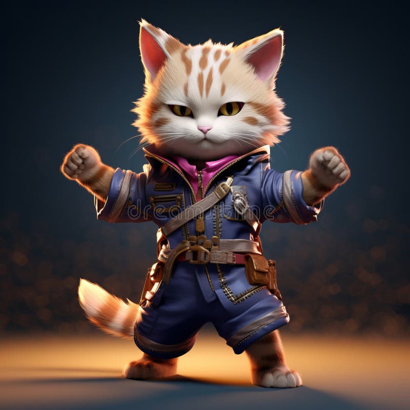 Charming Cat Game Character in Unreal Engine 5 Stock Illustration ...