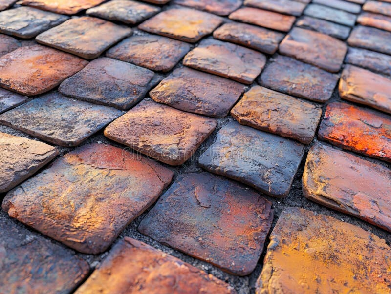 Charming Cat Sitting on a Rustic Brick Roof with Beautiful ...