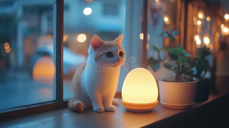Charming Cat Stickers in Dim Light Stock Illustration - Illustration of ...