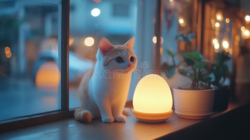 Charming Cat Stickers in Dim Light Stock Illustration - Illustration of ...