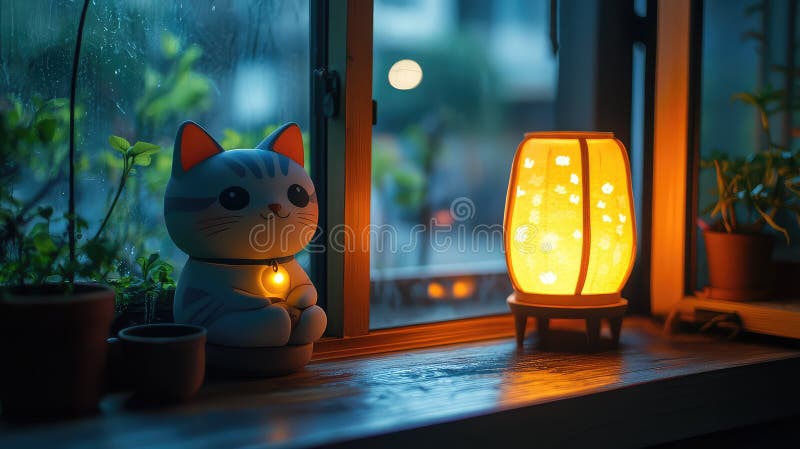 Charming Cat Stickers in Dim Light Stock Illustration - Illustration of ...