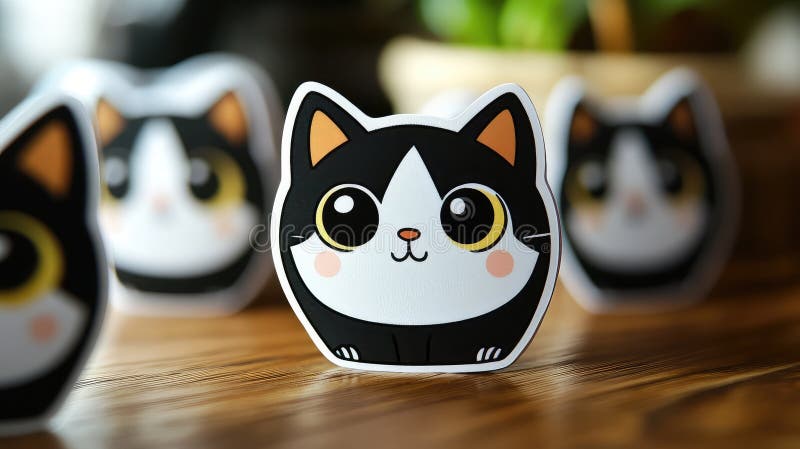 Charming Cat Stickers in Dim Light Stock Illustration - Illustration of ...