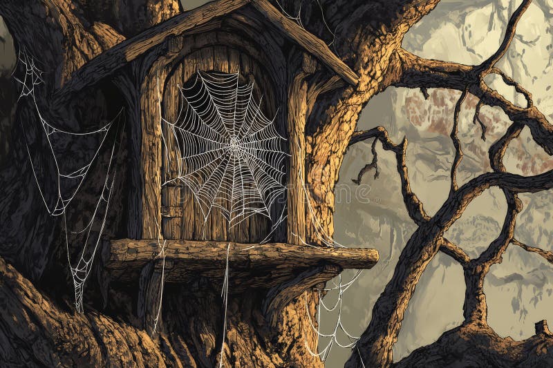 Whimsical Cedar Treehouse Retreat Stock Illustration - Illustration of ...