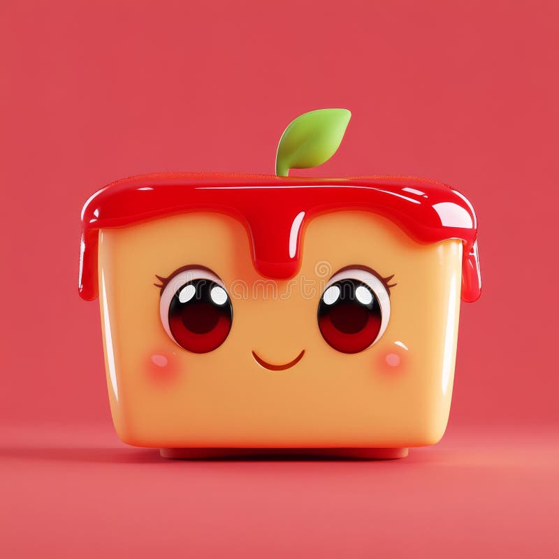 Charming Cherry Pie Food Character with Oversized Eyes in a Cartoon ...