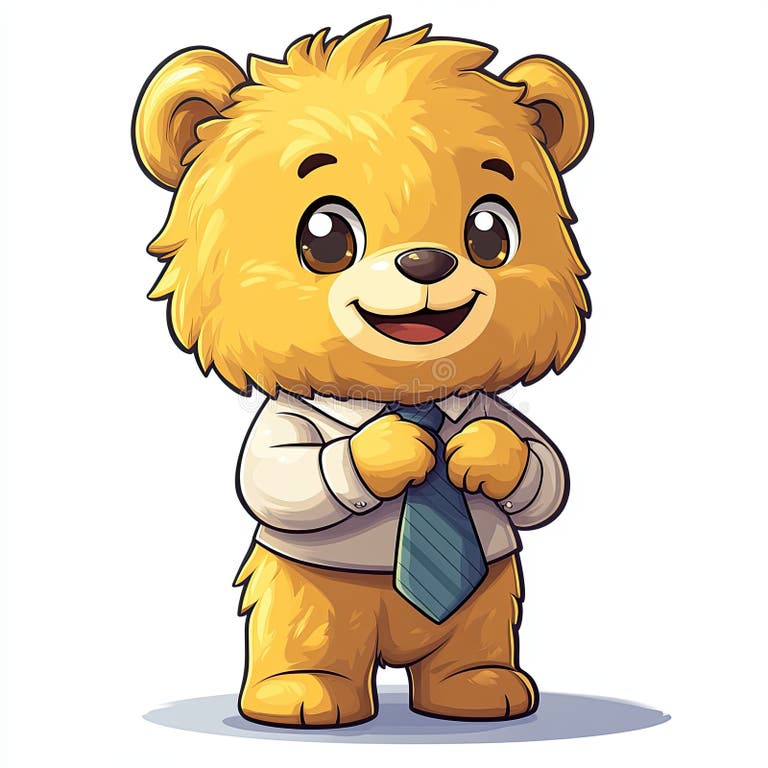 Charming Chibi Bear in Shirt and Tie, Ready for Big Presentation Stock ...
