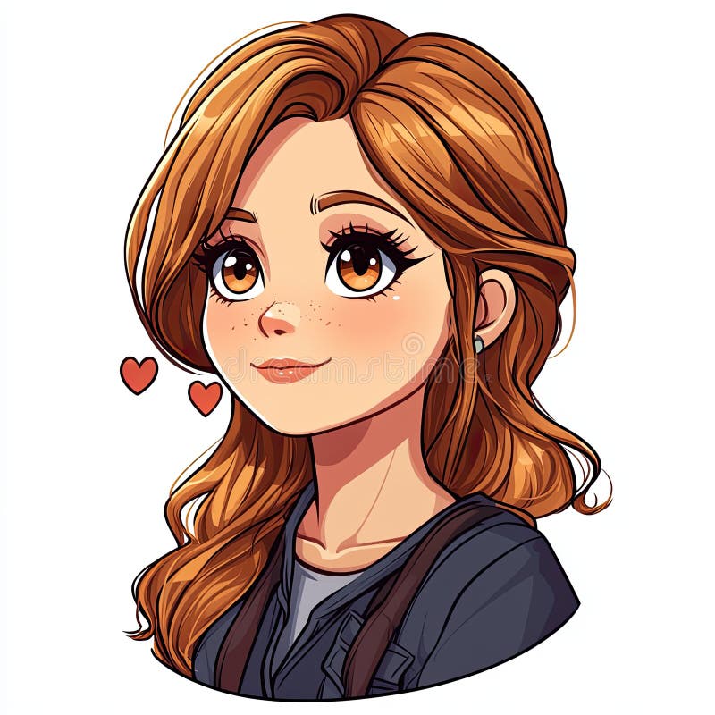 Charming Chibi Character with Heart Eyes and Wavy Hair, Expressing Joy ...