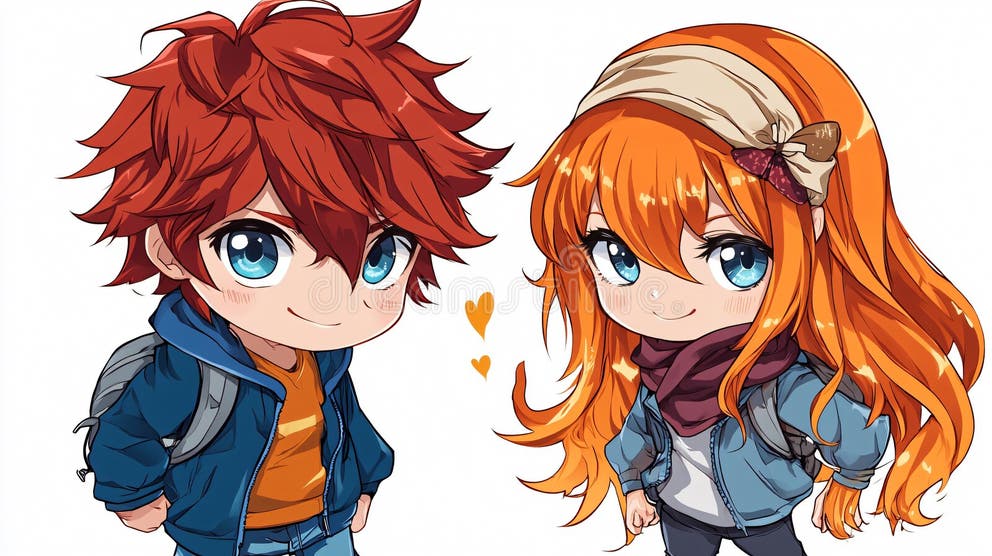 Charming Chibi Style Anime Couple Illustration for Romantic Designs ...