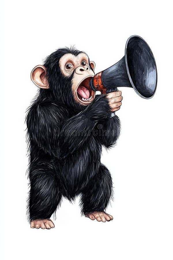 Charming Chimpanzee with Megaphone Illustration Stock Illustration ...