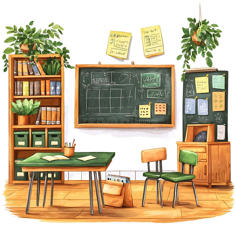 Charming Classroom Illustration a Whimsical Depiction of a Students ...