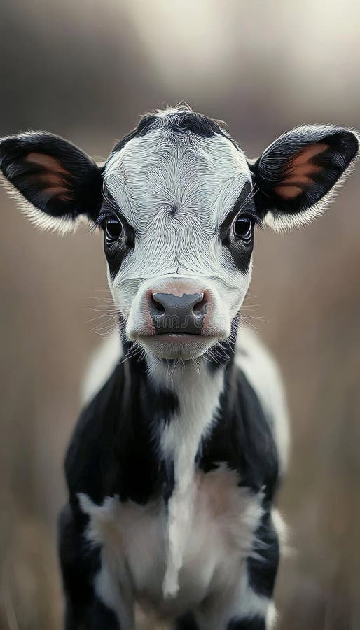 Charming Close Up of a Young Calf in a Field Captured with Soft Focus ...