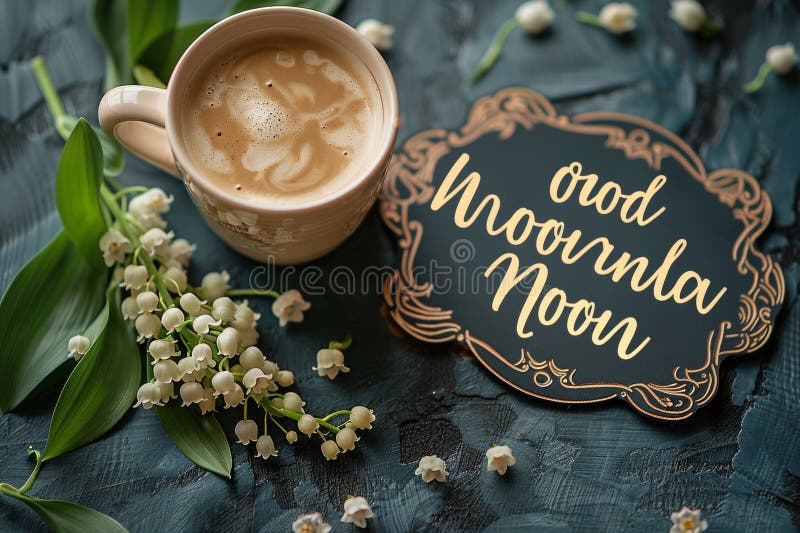 Charming Coffee Mug with Lily of the Valley Bouquet and Good Morning ...