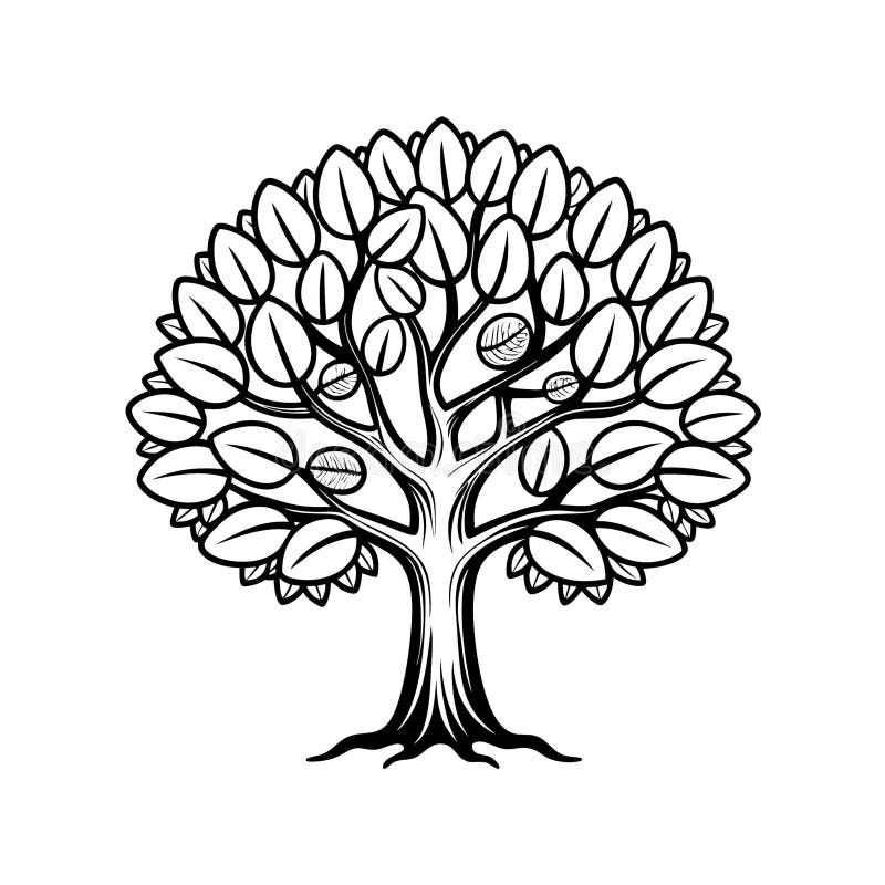 Charming Coffee Tree Design Featuring Bold Outline Stock Illustration ...