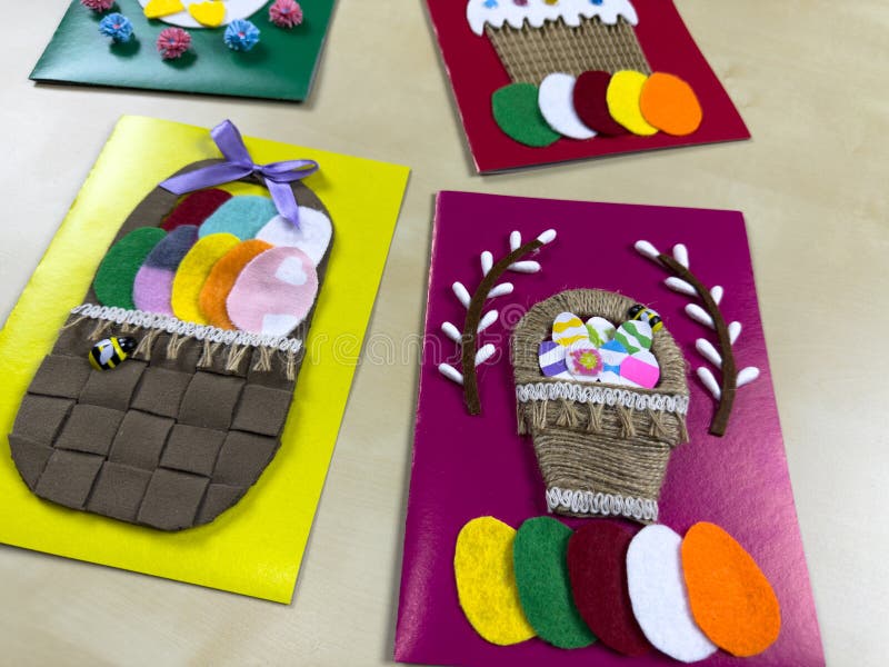 Charming Handmade Easter Card Collection with Felt Design Stock Photo ...