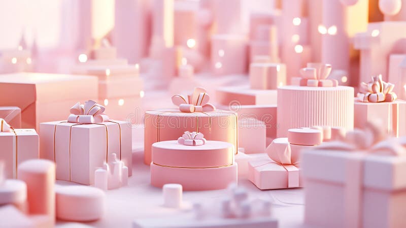 Charming Collection of Pastel Gift Boxes Adorned with Ribbons in a ...