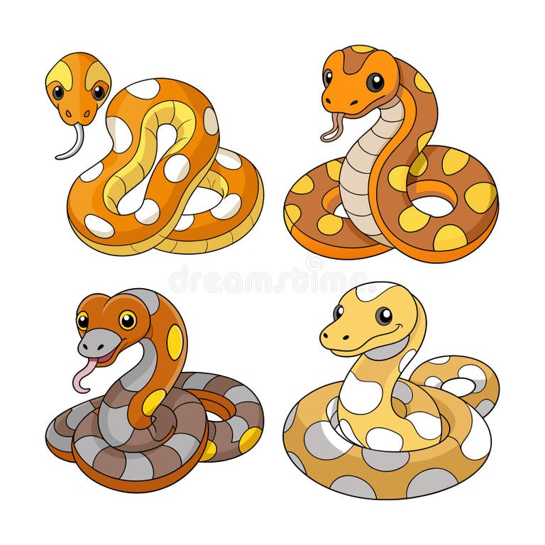 Charming Reticulated Python Coloring Design for Kids Stock Vector ...