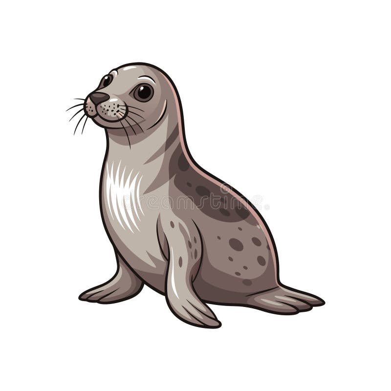Charming Common Seal Realistic Artwork Stock Illustration ...